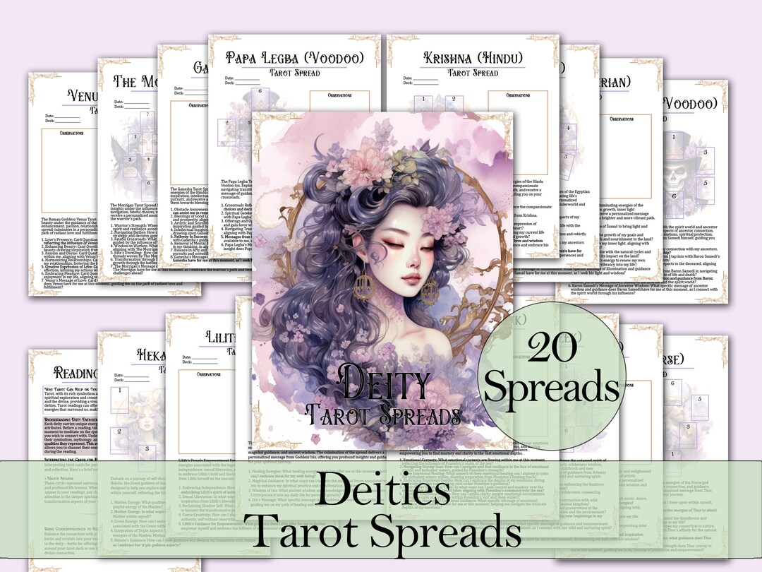 Deity Tarot Spread Journal Guide 20 Tarot Spreads to Gain Wisdom and ...