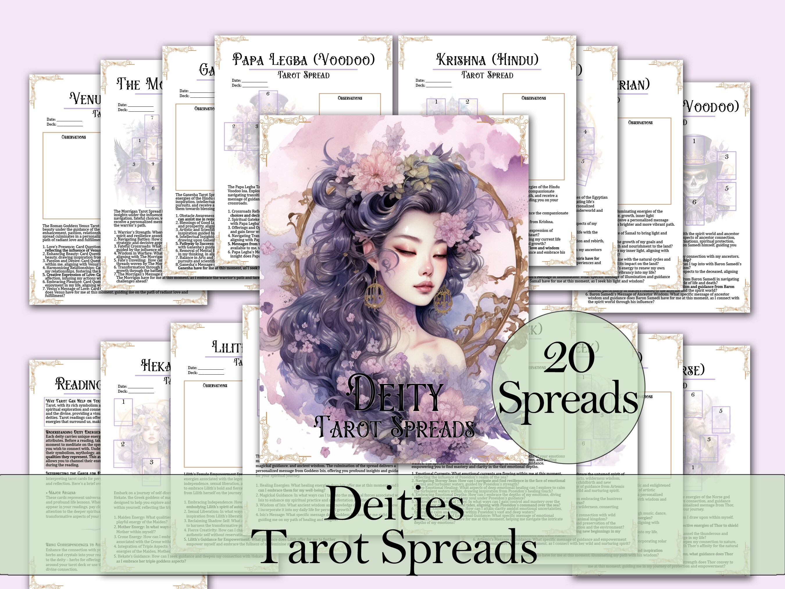 Deity Tarot Spread Journal Guide 20 Tarot Spreads to Gain Wisdom and ...