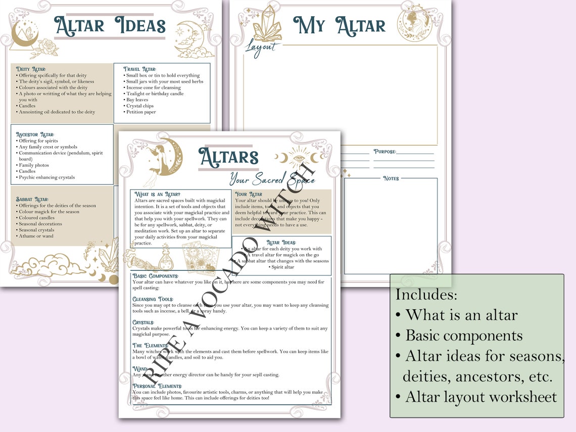 Altars Guide & Worksheet Printable Pages - Etsy