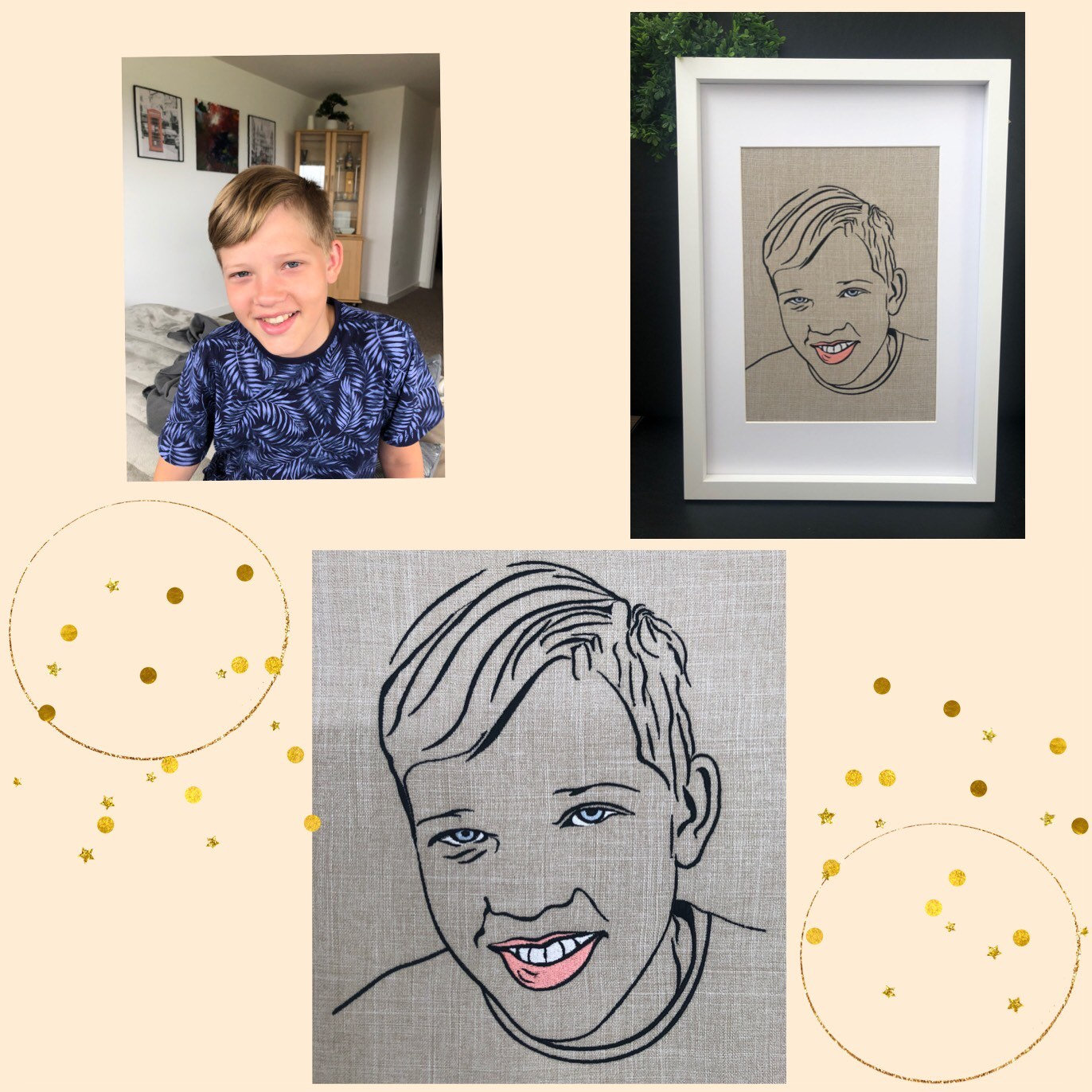 Custom Embroidered portrait from photo Machine embroidery | Etsy