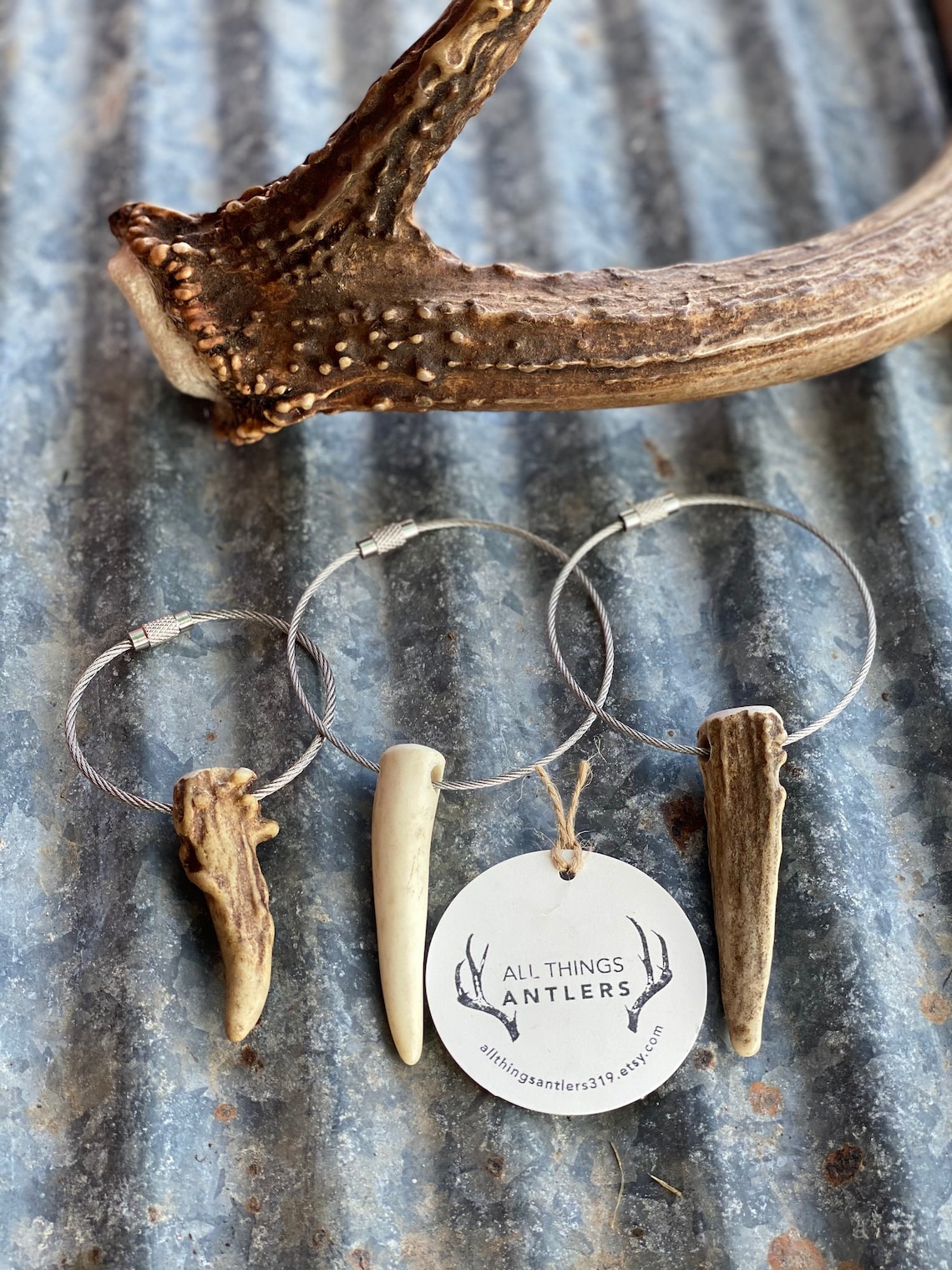 Antler keychain. Deer antler key chain. Elk antler keychain. | Etsy