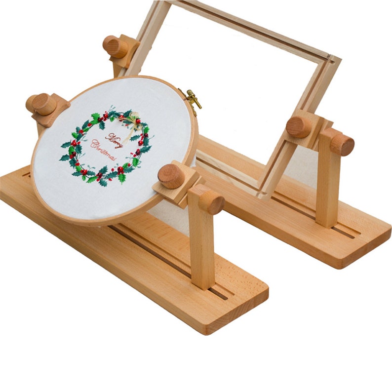 Adjustable Embroidery Stand, Wooden Cross Stitch Rectangle Hoop Stand ...