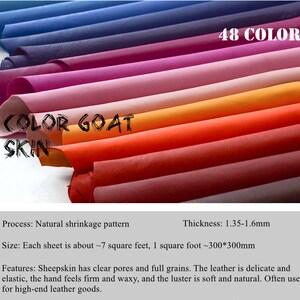 Genuine Goatskin Leather 48 Colors Raw Leather Fabric for Making Wallet ...