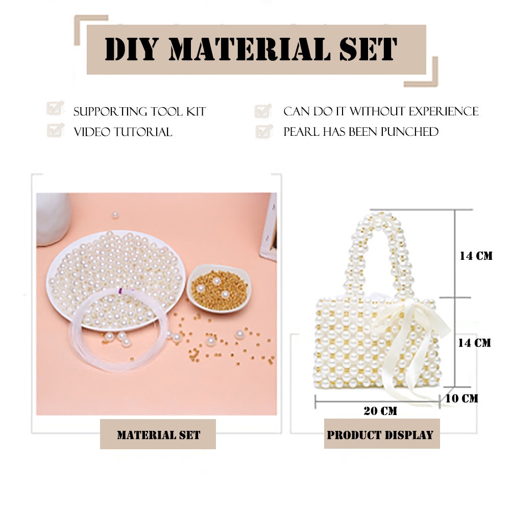 Pearl Beaded Handbags Material Set Pearl Handbags for Women Girls DIY ...
