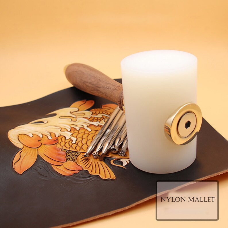 Leather Carving Hammer Mallet for Leather Work Black Walnut Fine Copper ...