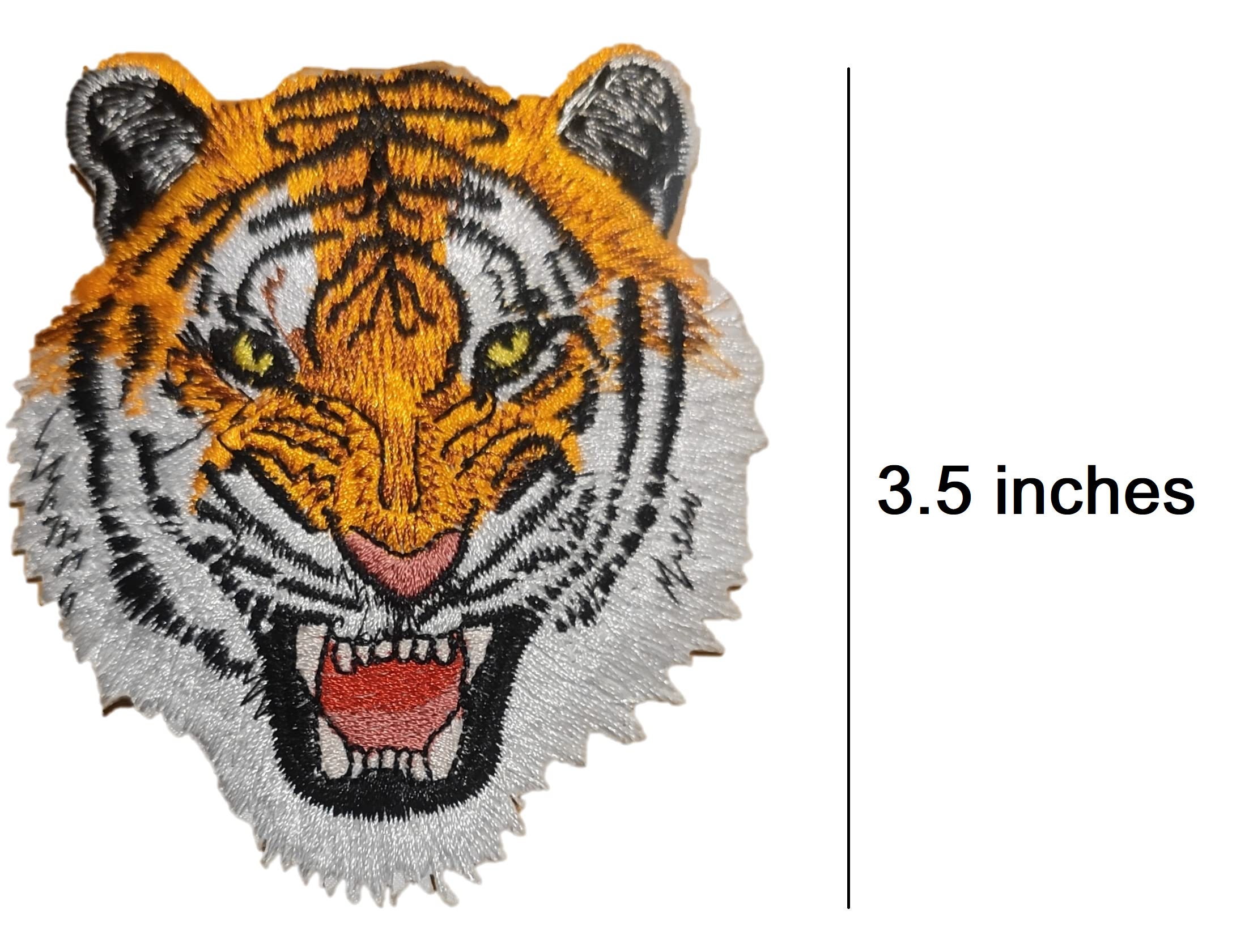 Roaring Tiger Head Patch Iron on - Colorful, Fully Embroidered, 3.5 ...