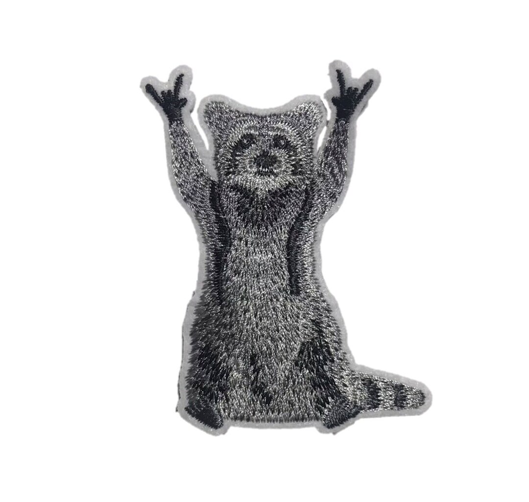 Rocking Raccoon Patch, 3 Inches - Iron On/sew on - Funny Cute Animal ...