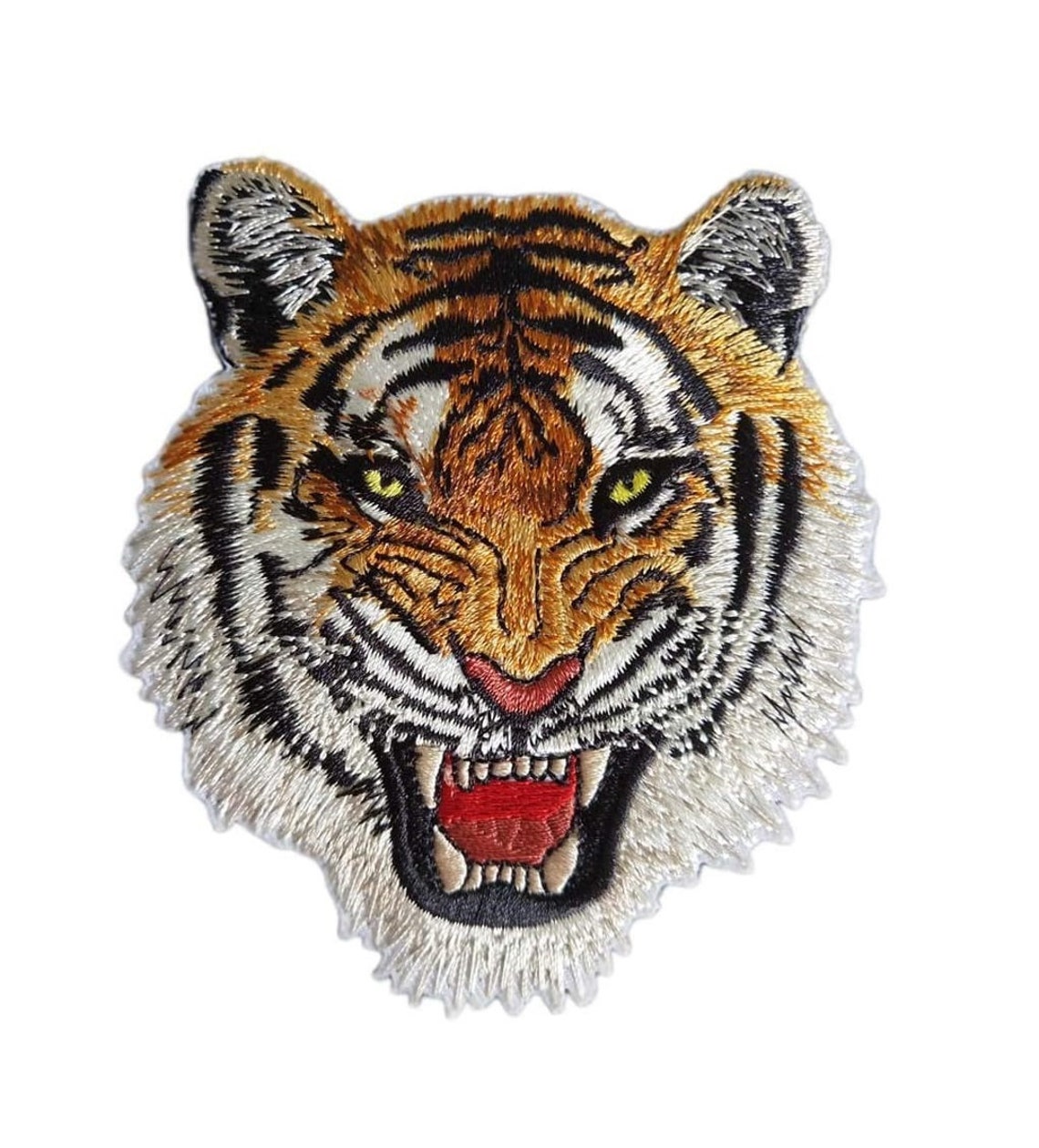 Roaring Tiger Head Patch Iron on - Colorful, Fully Embroidered, 3.5 ...