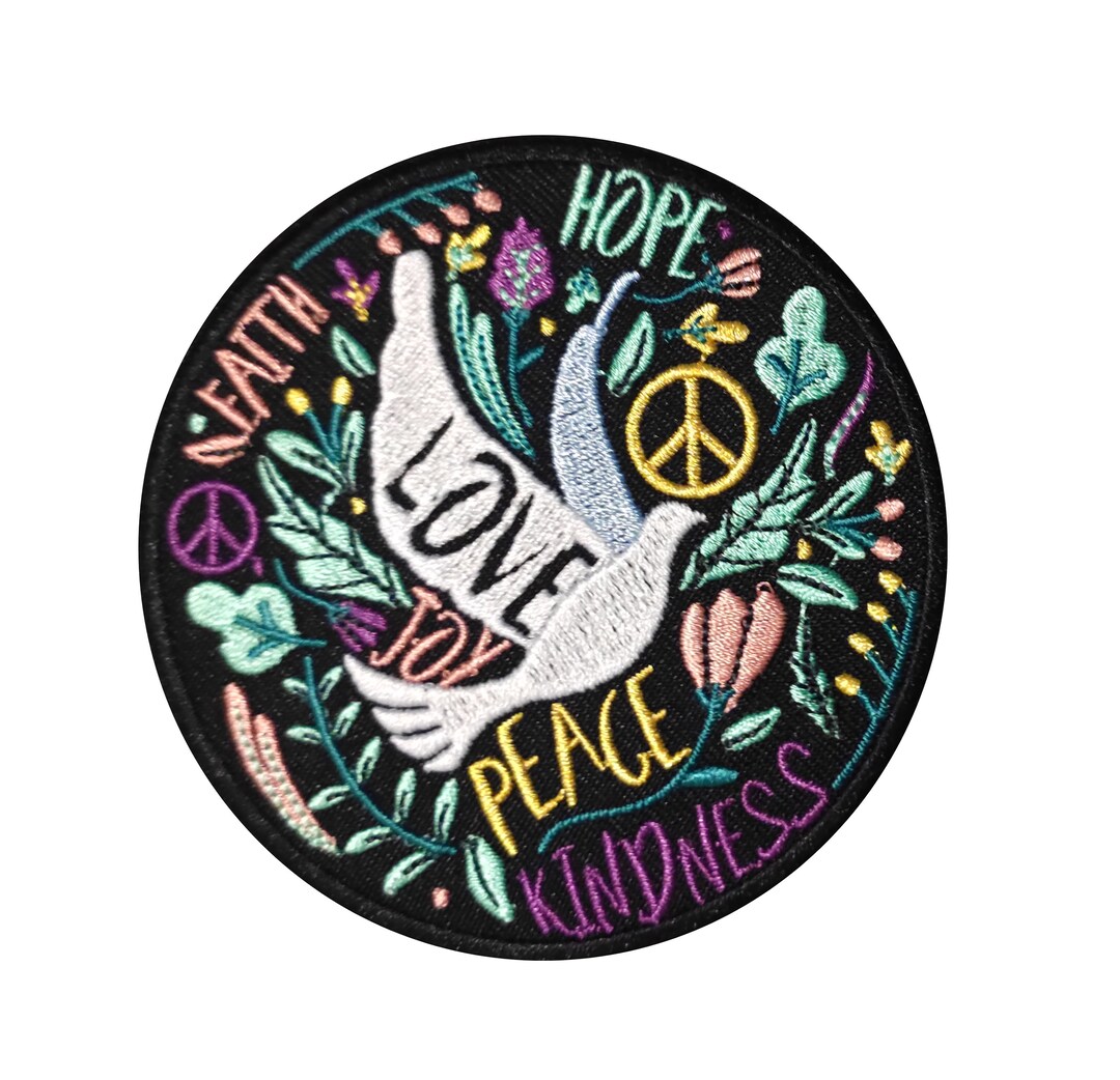 Peace Dove Embroidered Patch: Colorful Iron-on Applique (3.5 Inch) - Etsy