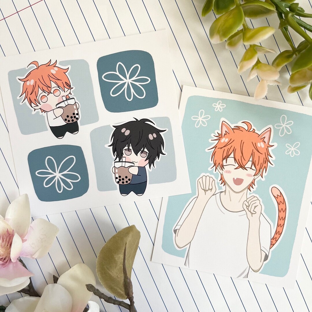 BL Yaoi anime art print / Kawaii boba / Yaoi catboy / Ugetsu / Mafuyama ...