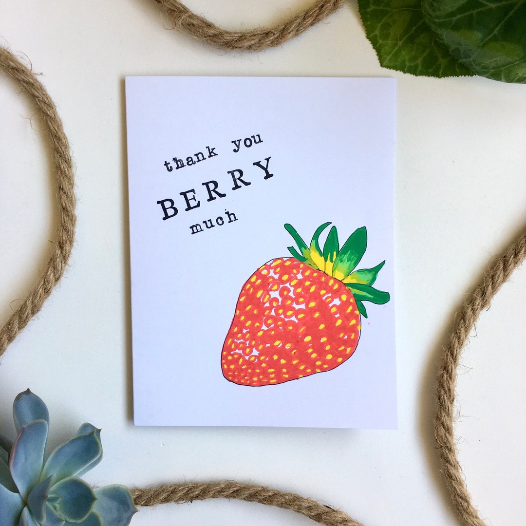 Thank You Berry Much Berry Pun Cards Cute Thank You Cards Fruit Pun ...