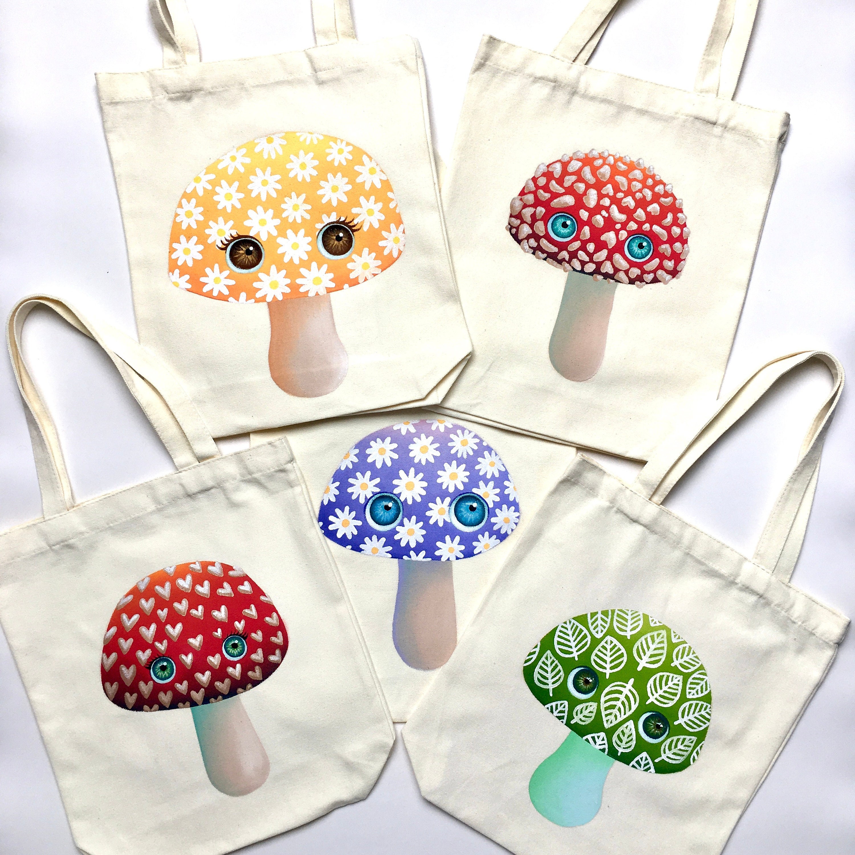 Custom Mushroom Tote Bag- Mushroom Art- Hand Painted Tote Bag- Mushroom ...