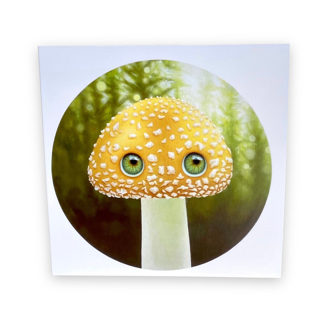 Yellow Mushroom Card Fungi Cards Mushroom Art Prints Mushroom Gifts ...