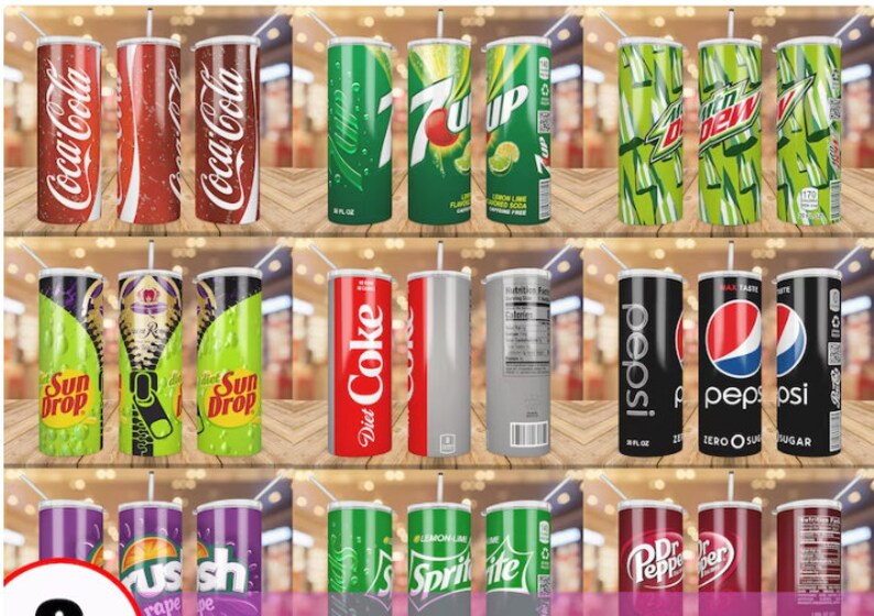 20 Oz Tumbler Soda Sprite, Coke, 7up, Diet Coke, Mountain Dew, Etc. - Etsy