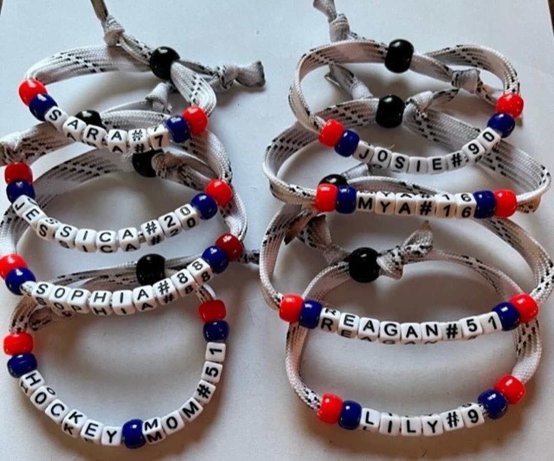 Hockey Lace Adjustable Bracelet. Customizable With Name and Team Colors ...