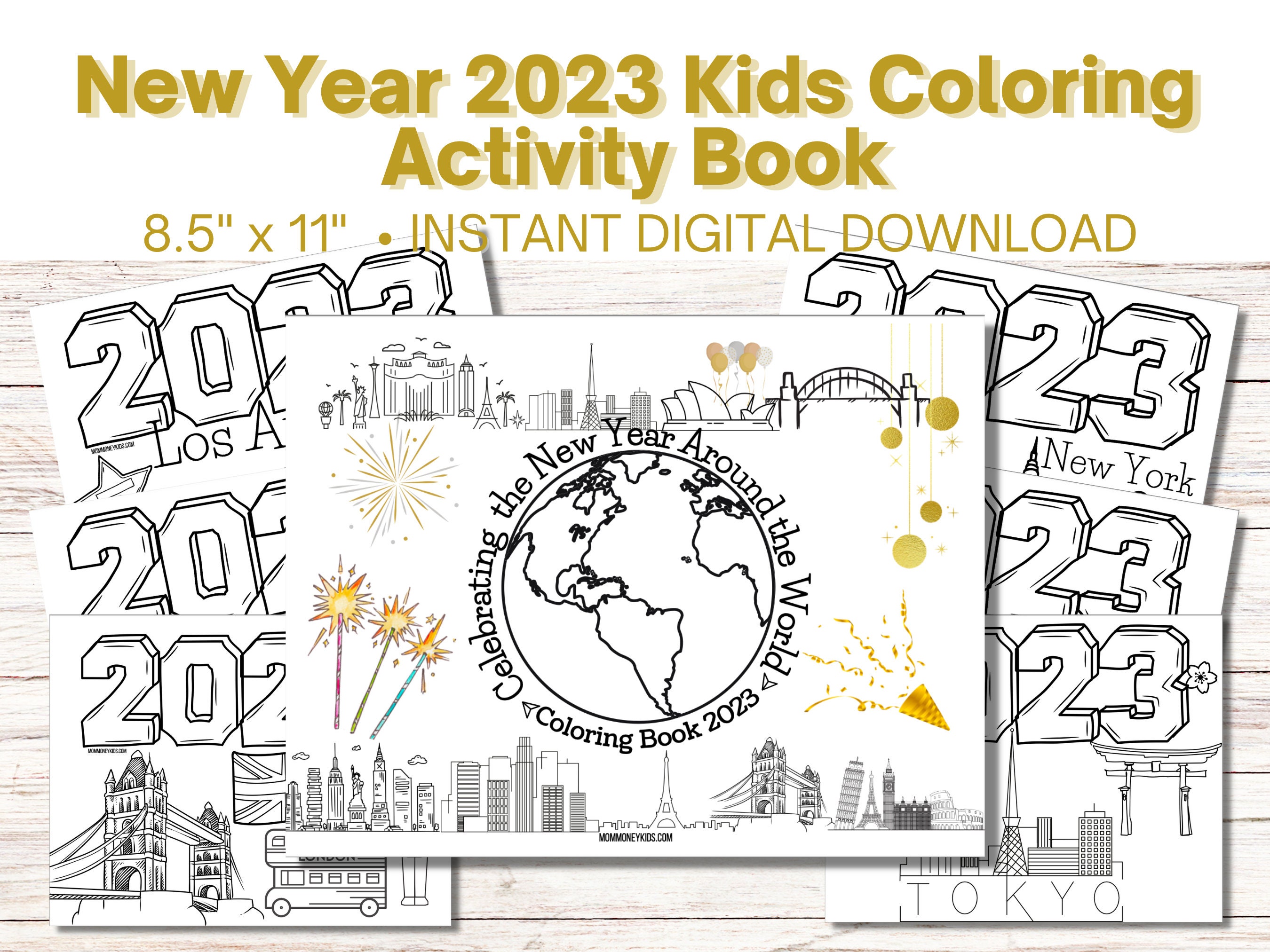 New Year 2023 Printable Kids Coloring Pages Activity Book - Kids ...
