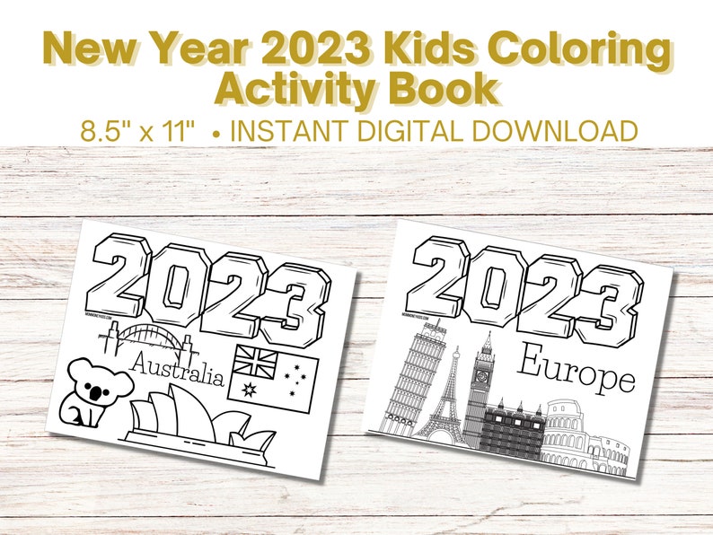 New Year 2023 Printable Kids Coloring Pages Activity Book - Kids ...