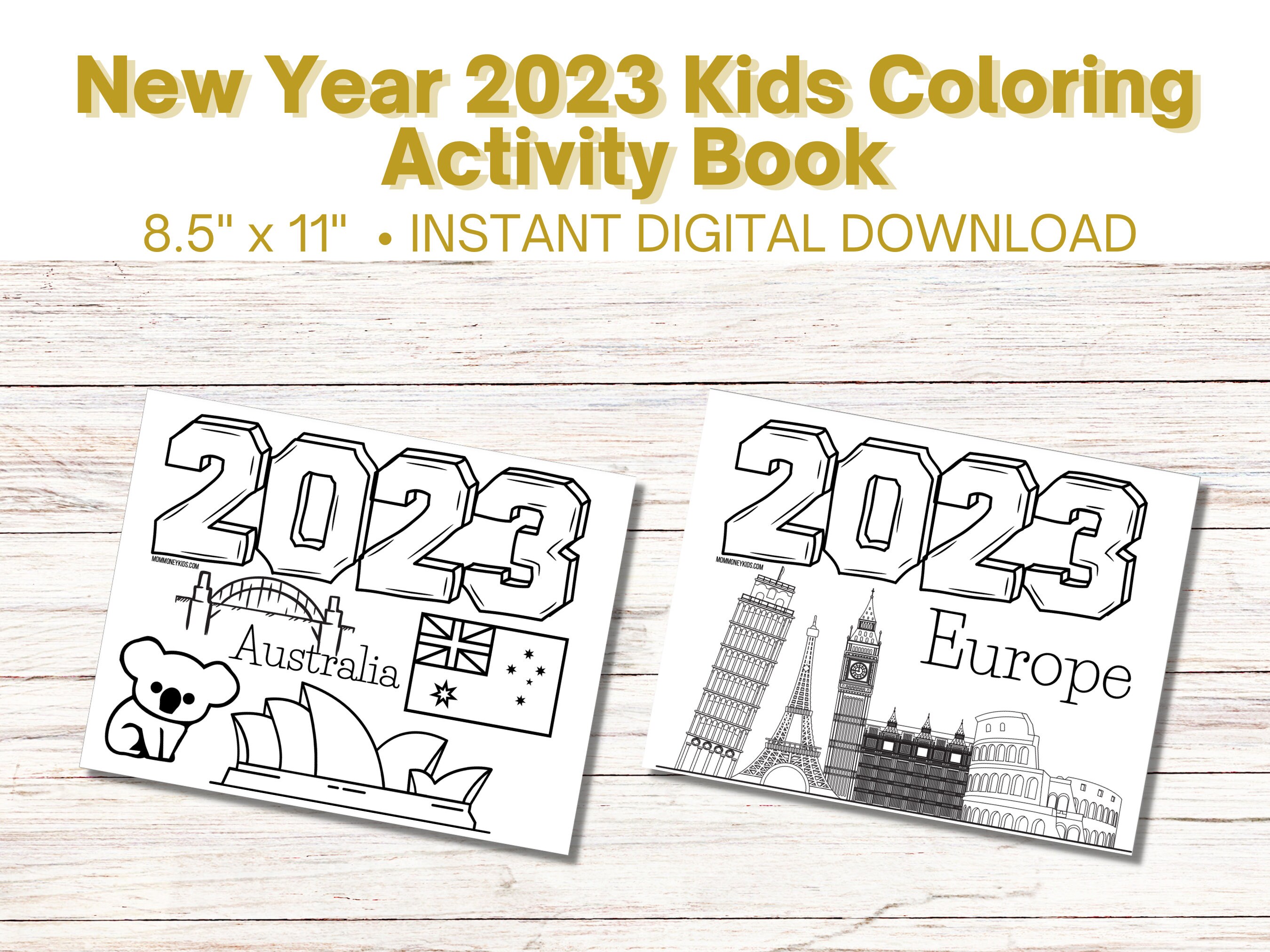 New Year 2023 Printable Kids Coloring Pages Activity Book - Kids ...