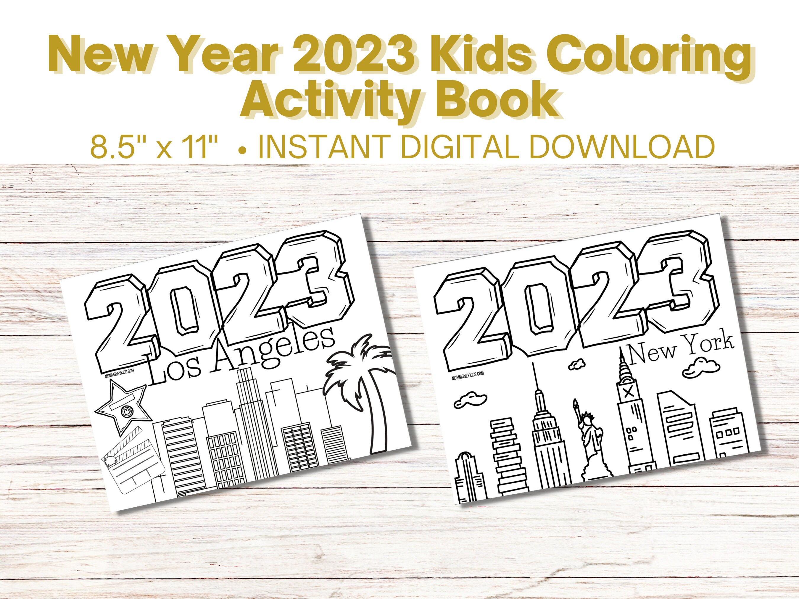 New Year 2023 Printable Kids Coloring Pages Activity Book - Kids ...