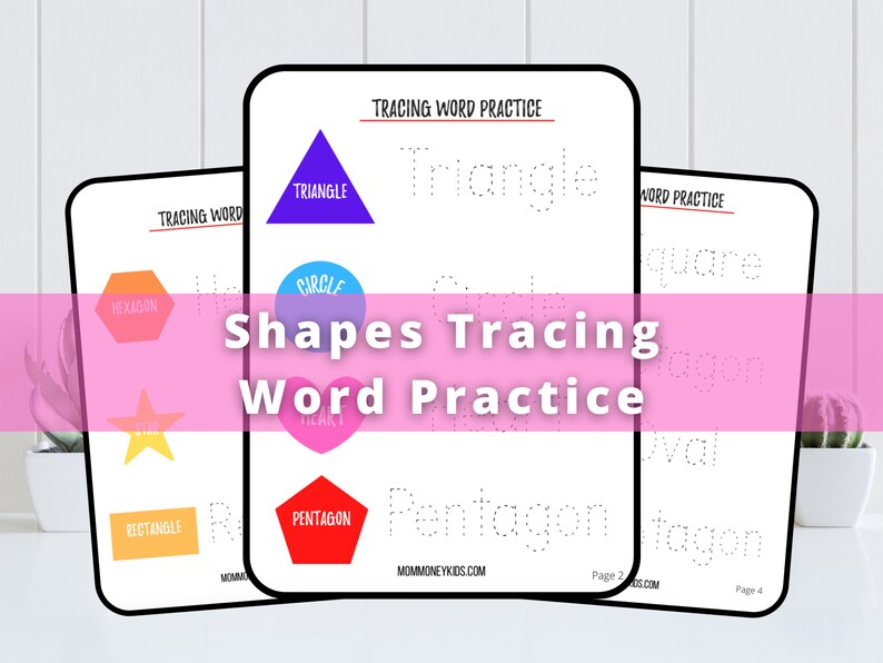 Shapes Word Tracing Practice Mats and Word Practice Printable Download ...