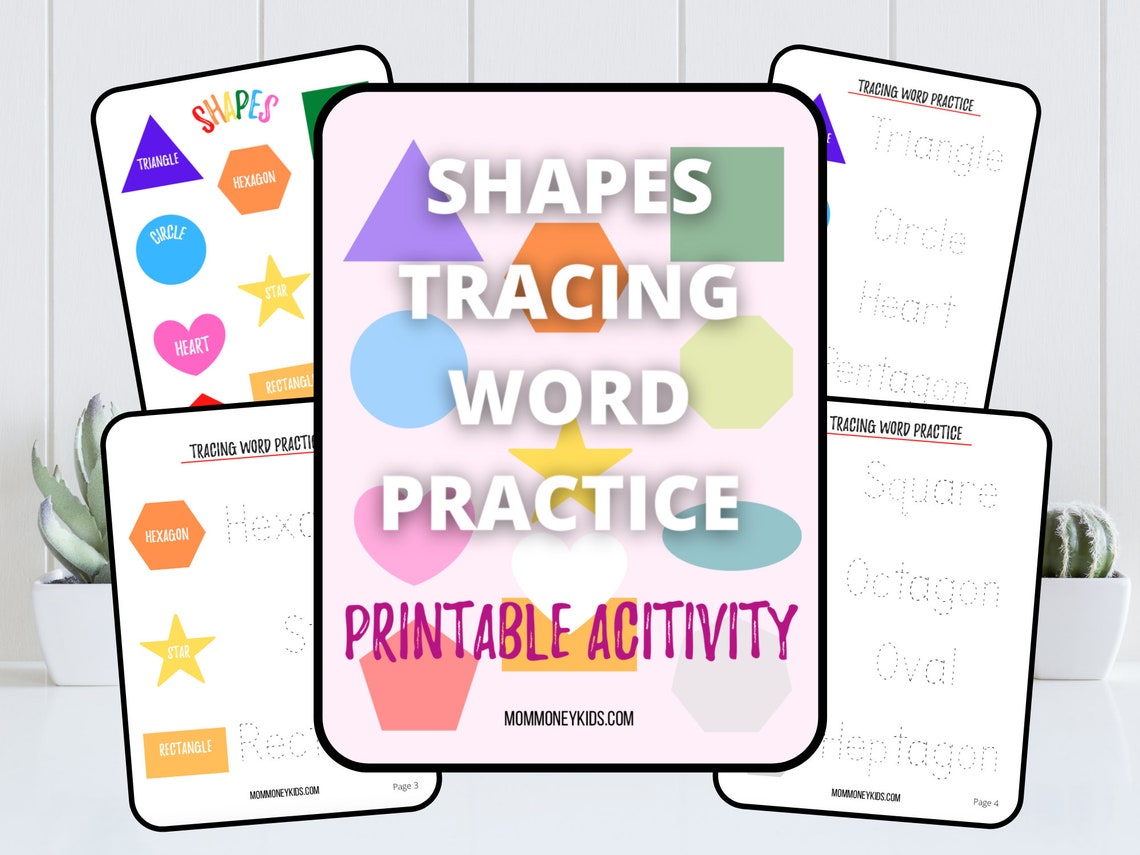 Shapes Word Tracing Practice Mats and Word Practice Printable Download ...