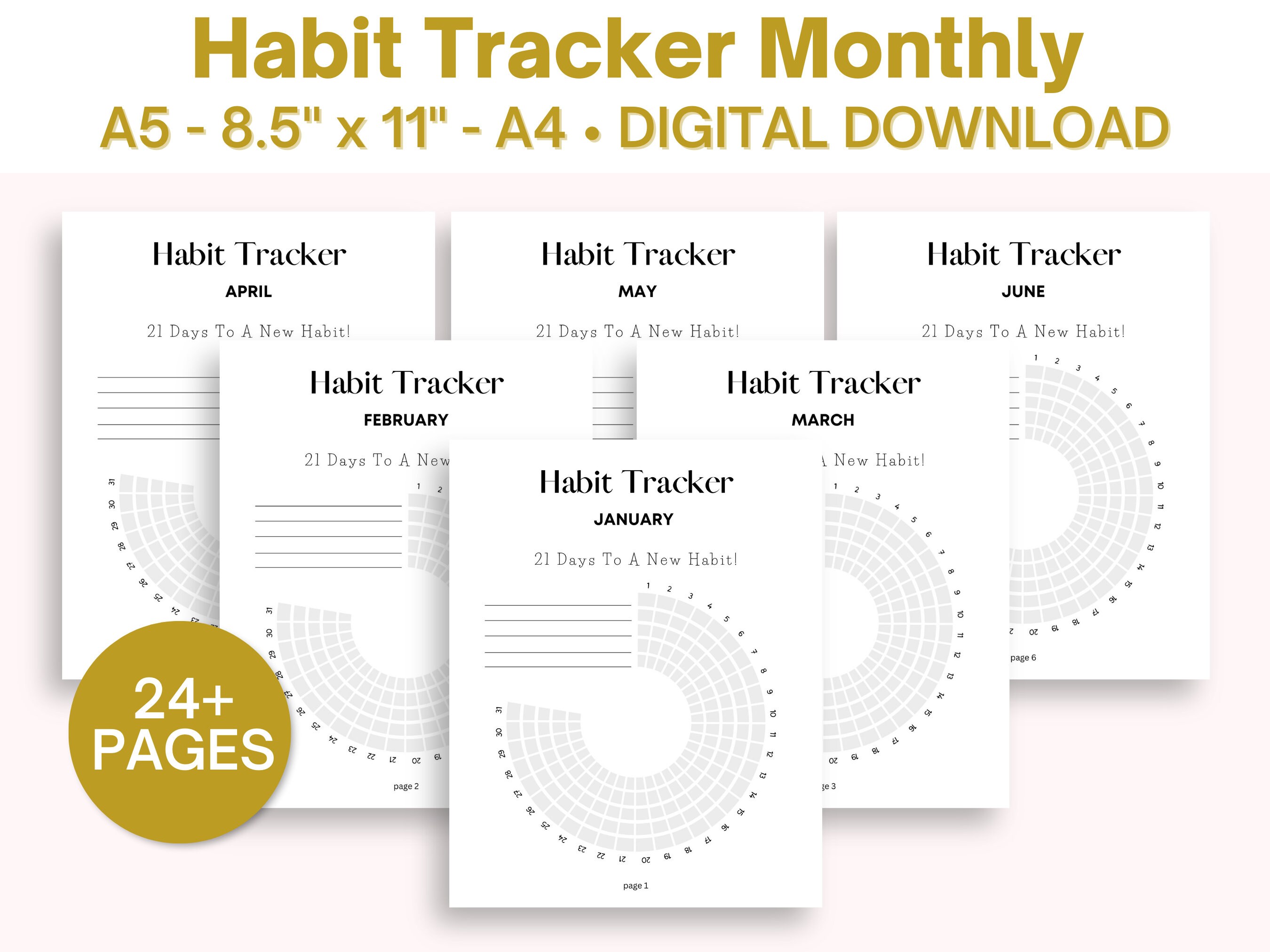 Habit Tracker Printable, Bullet Journal Habit Tracker, Circle Habit ...