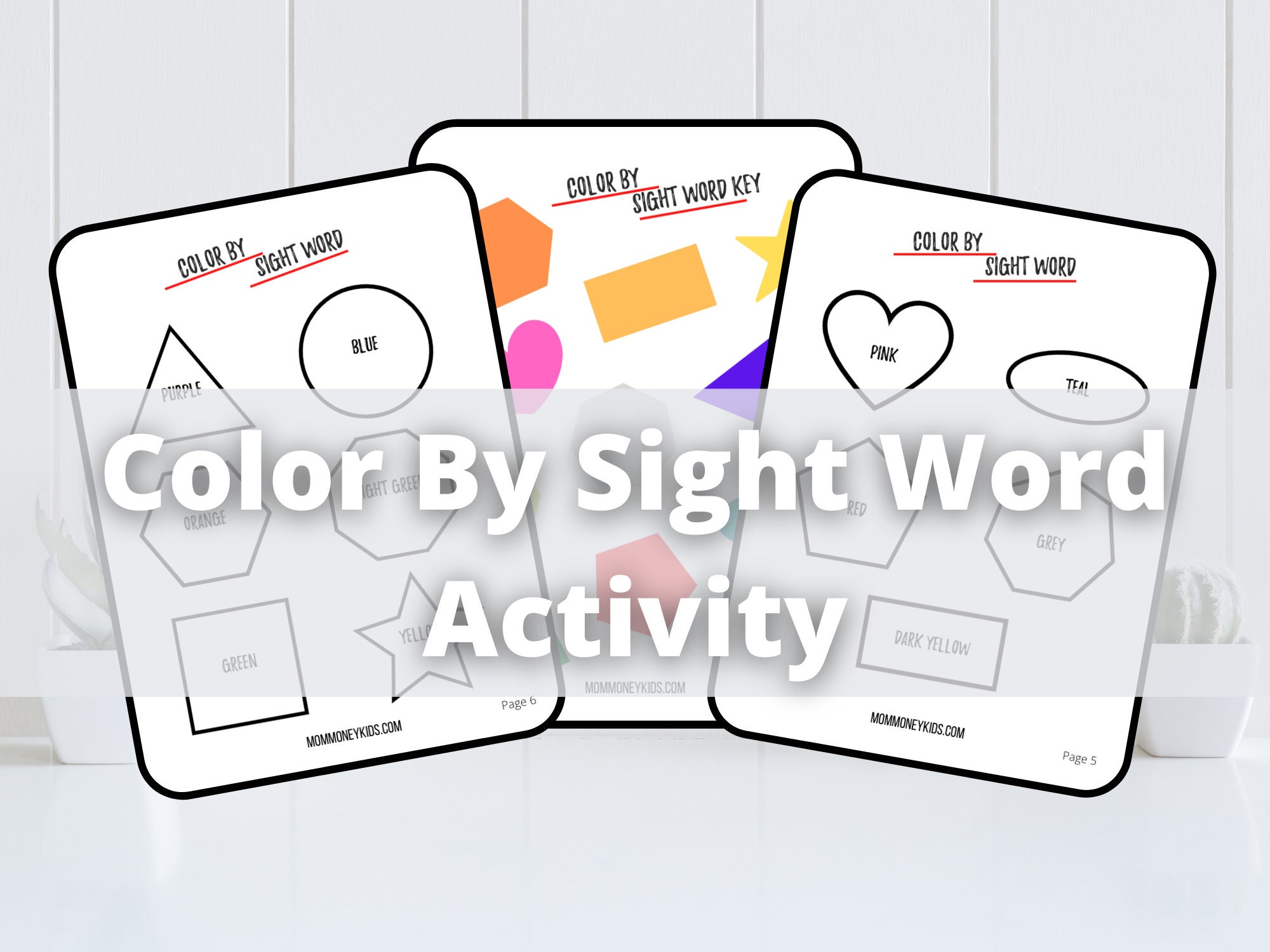 Shapes Matching and Shapes Color by Sight Word Activity Printable ...
