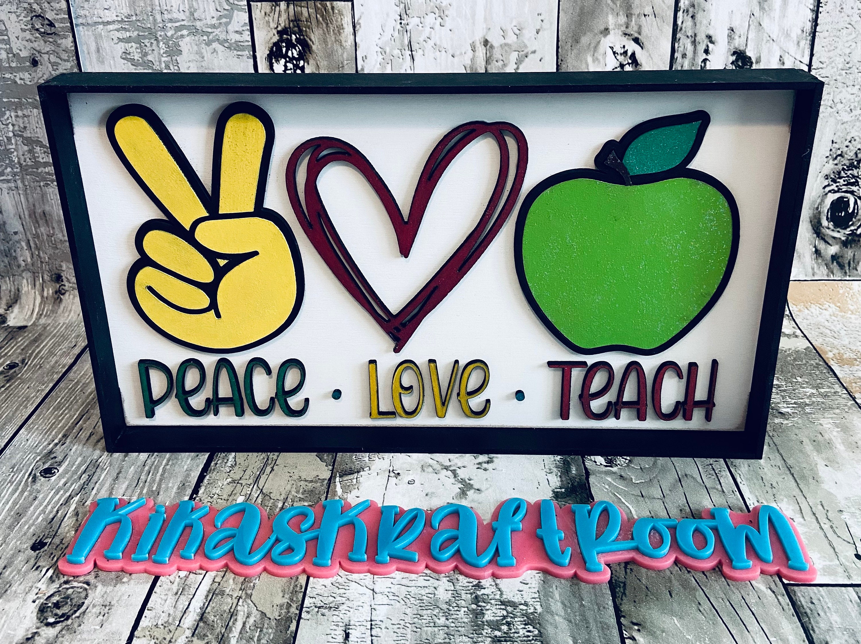 Peace Love Teach Shadow Box DIGITAL SVG File - Etsy