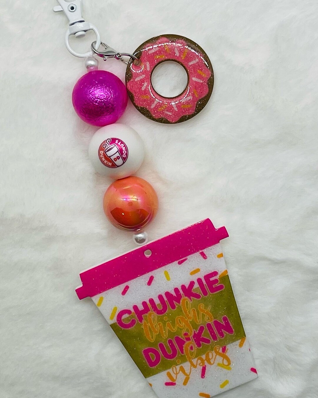 Chunkie Thighs Dunkin' Vibes Bubblegum Bead Keychain With Charm - Etsy
