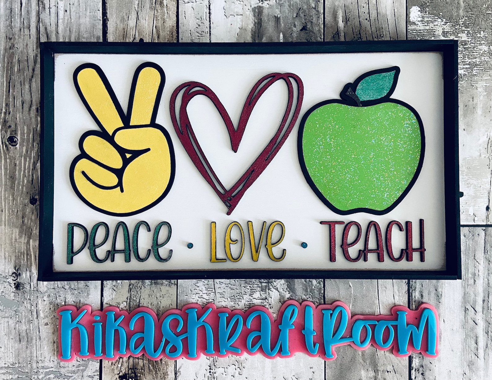 Peace Love Teach Shadow Box DIGITAL SVG File - Etsy