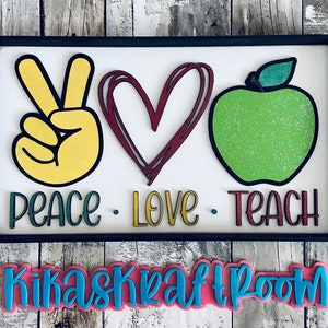 Peace Love Teach Shadow Box DIGITAL SVG File - Etsy