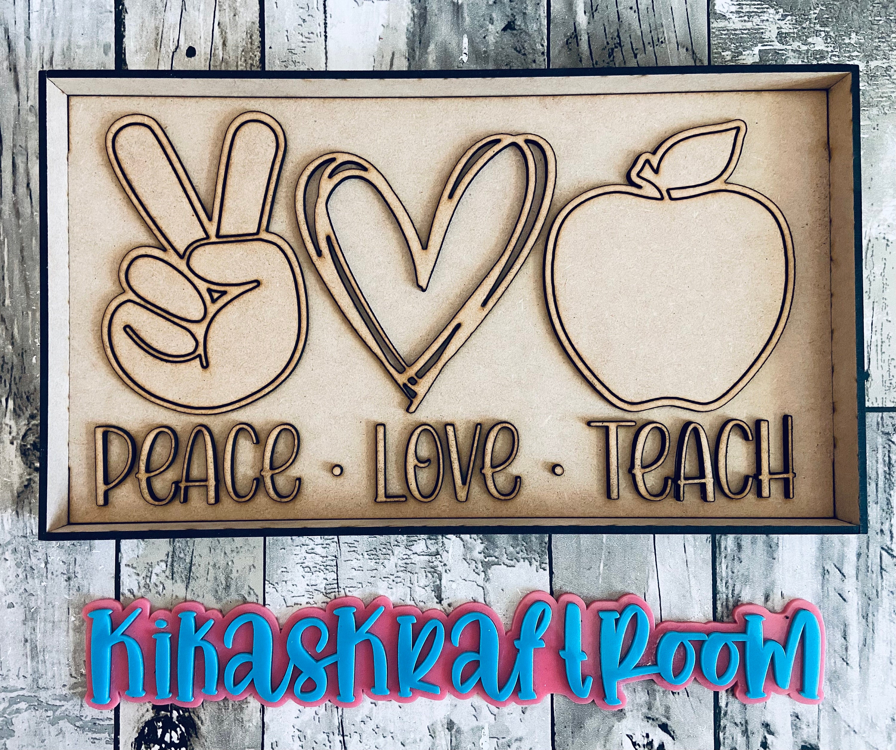 Peace Love Teach Shadow Box DIGITAL SVG File - Etsy