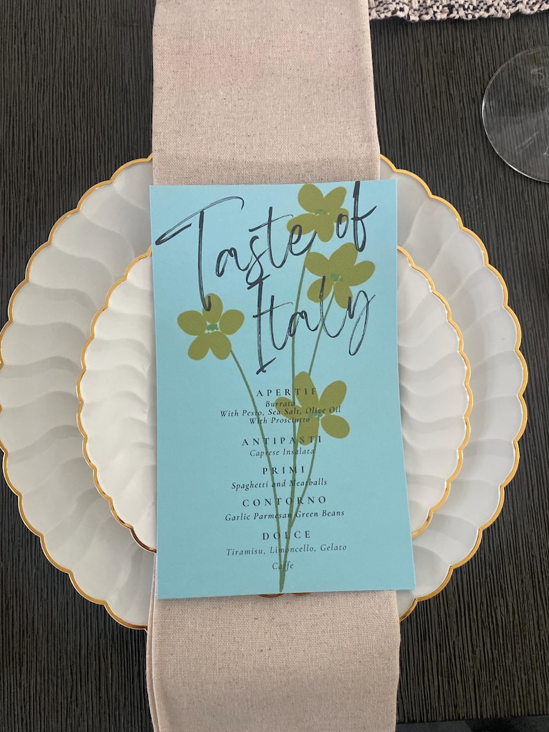 A Taste of Italy Dinner Party Menu - Etsy