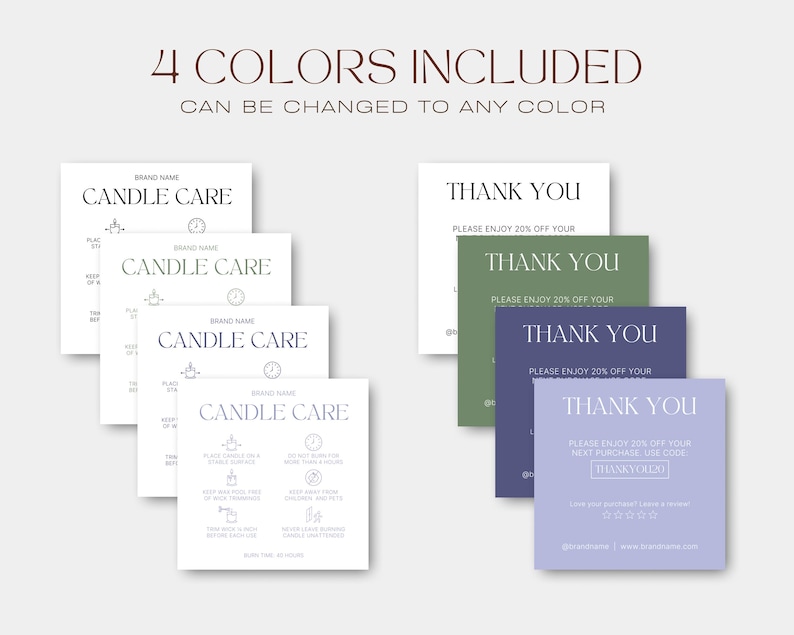 Editable Candle Care Card Template, Thank You Card, Product Packaging ...