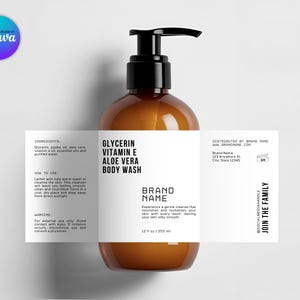Custom Pump Bottle Label Template, Editable Body Lotion Label, DIY ...