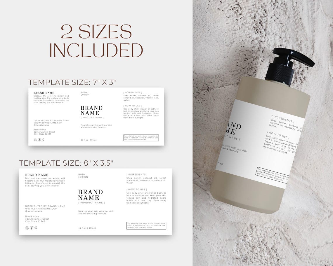 Custom Pump Bottle Label Template, DIY Body Lotion Label, Editable ...