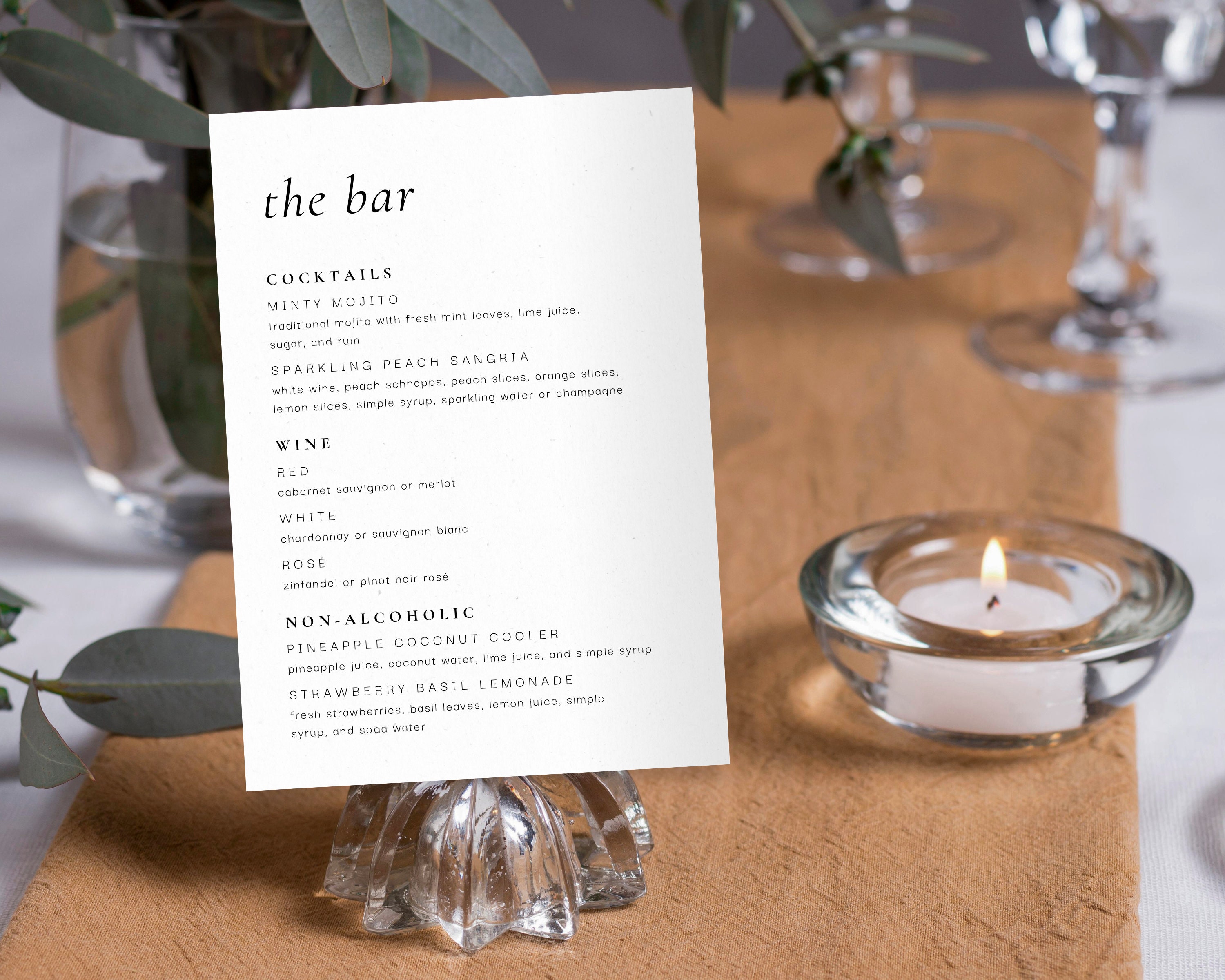 Minimalist Wedding Bar Menu Template Modern Drink Menu Sign - Etsy