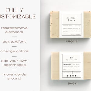 Editable Soap Bar Label Template, Vertical Wrap Around Label, Custom ...
