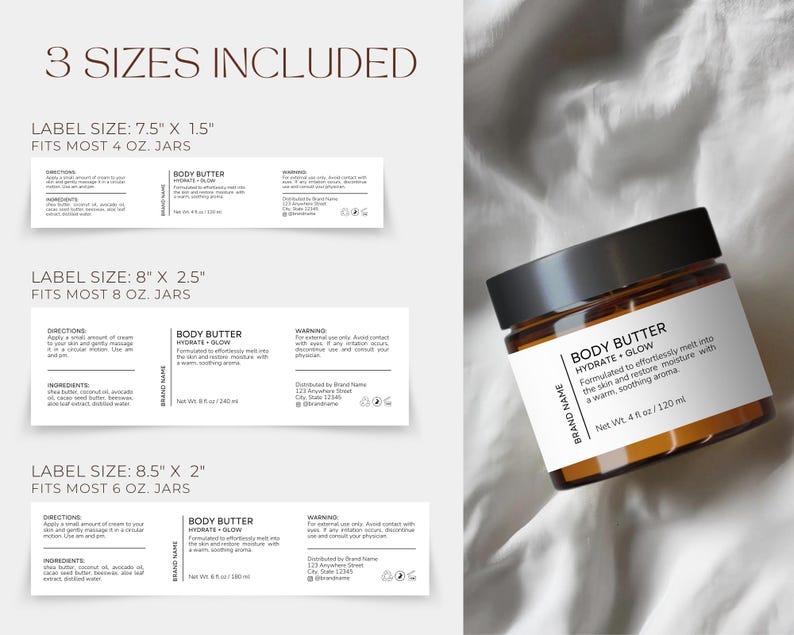 Editable Cosmetic Jar Label Template, Custom Product Label Design, DIY ...