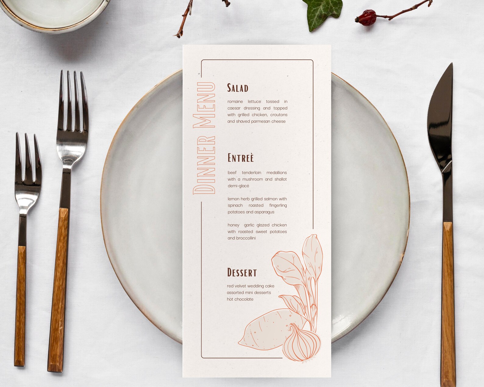 Wedding Food Menu Template, Modern Dinner Menu Sign, Printable Food ...