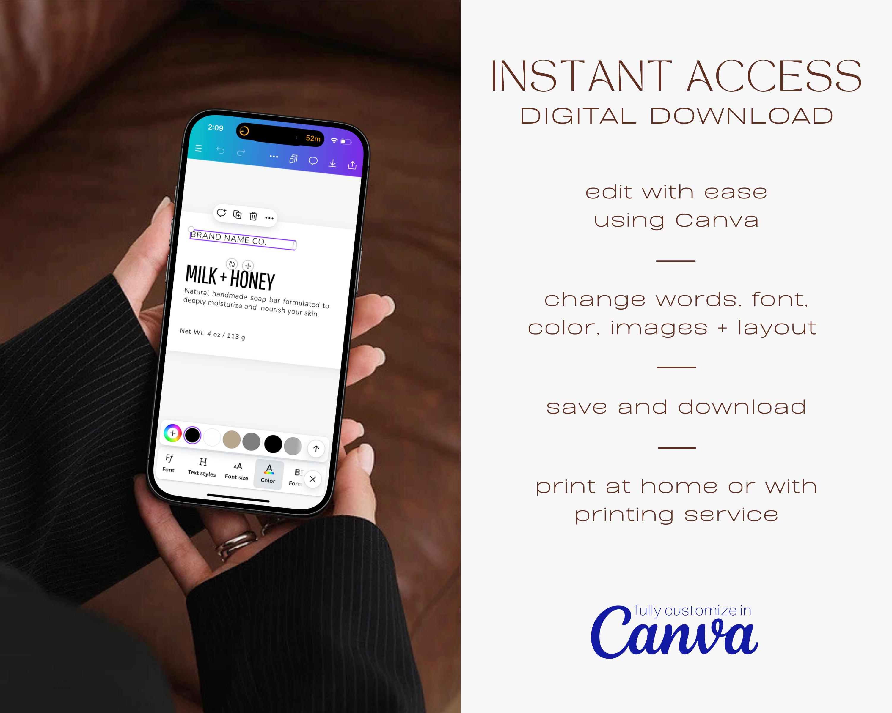 Editable Soap Bar Label Template, Horizontal Wrap Around Label, Custom Soap Packaging, DIY ...