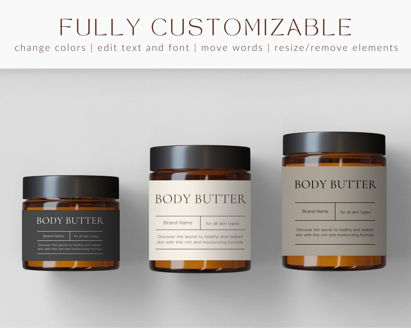 Custom Cosmetic Jar Label Template, DIY Body Butter Label, Wrap Around ...