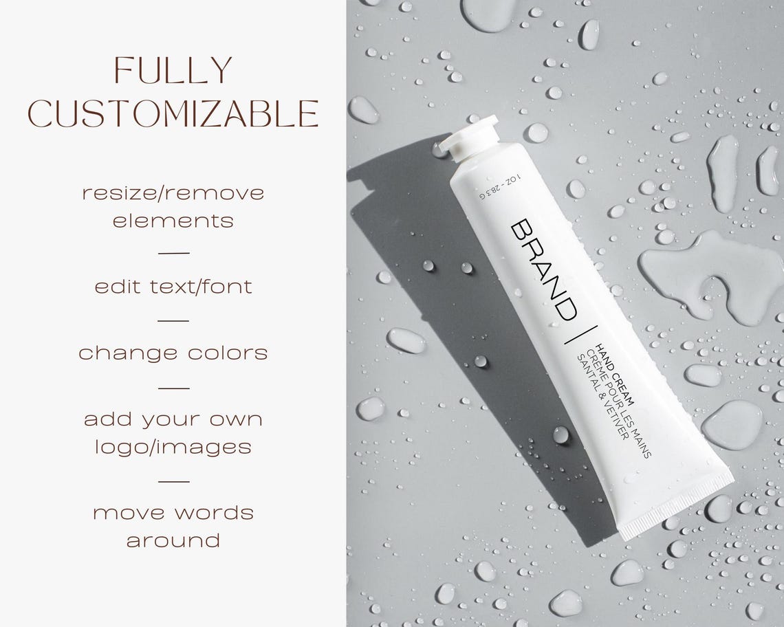 Cosmetic Tube Label Template, Editable Hand Cream Label Design, Custom ...