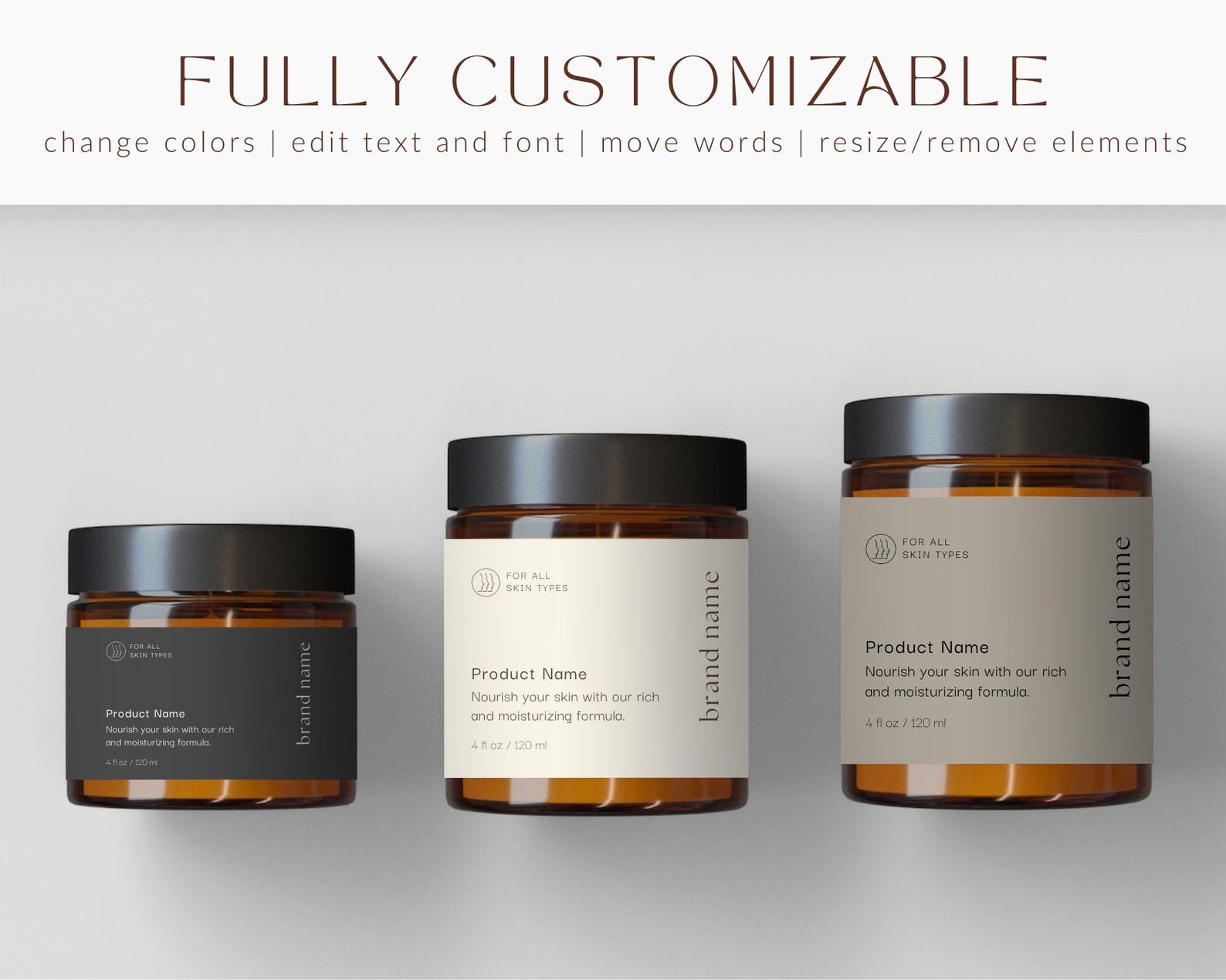 Editable Cosmetic Jar Label Template, DIY Beauty Product Label, Wrap ...