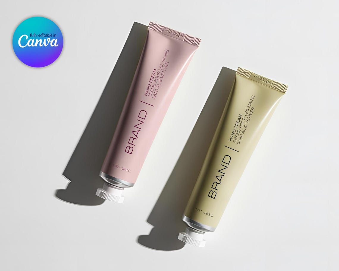 Cosmetic Tube Label Template, Editable Hand Cream Label Design, Custom ...
