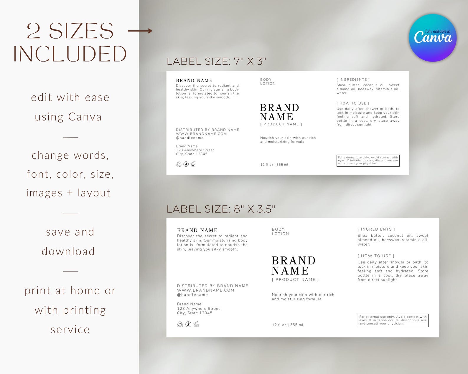 Custom Bottle Label Template, Diy Pump Bottle Label, Body Lotion Label, Canva Product Label ...