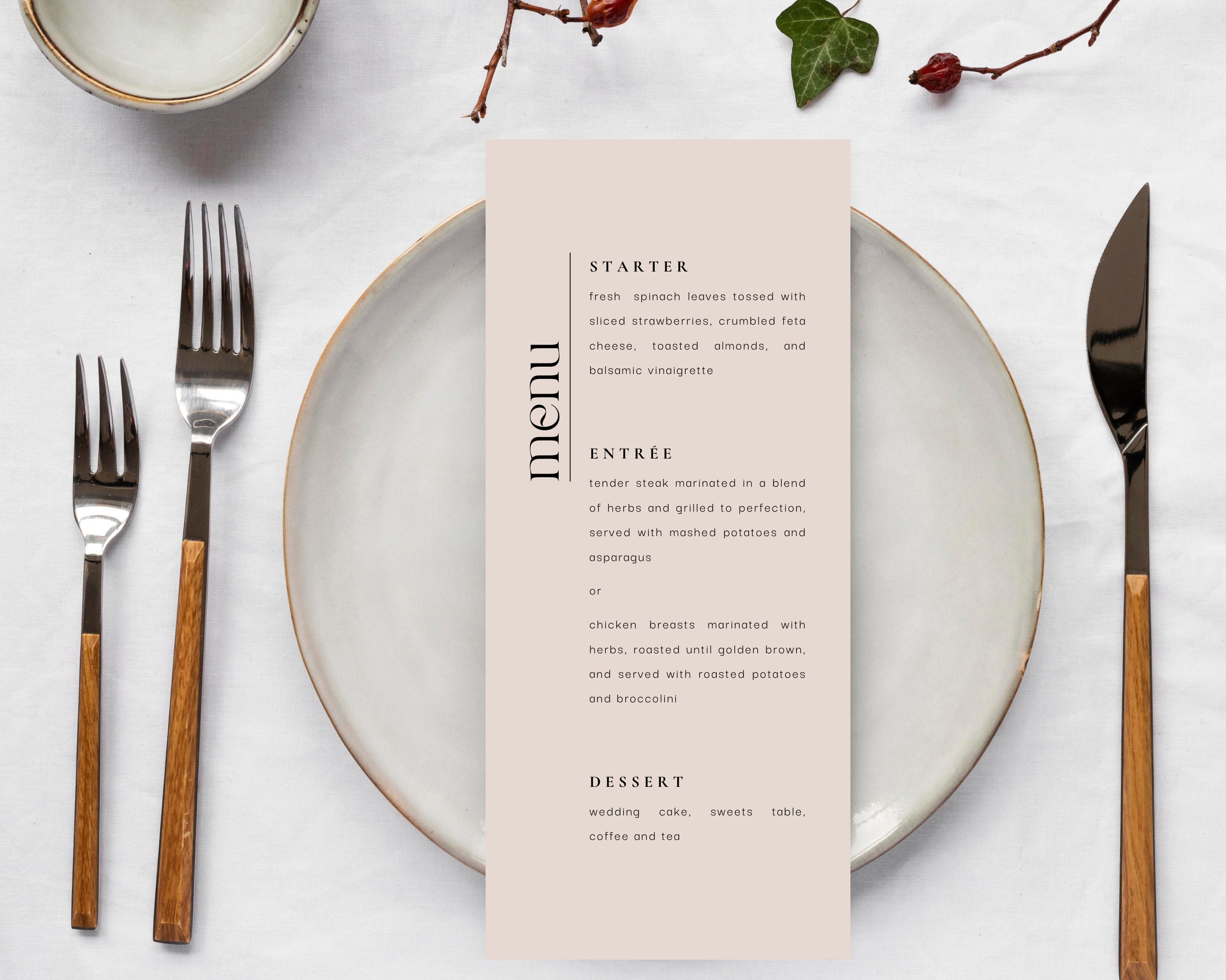 Minimalist Wedding Food Menu Template Modern Dinner Menu - Etsy