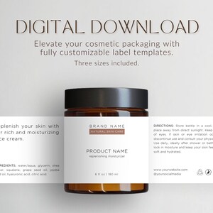 Editable Cosmetic Jar Label Template, DIY Face Cream Label, Wrap Around ...
