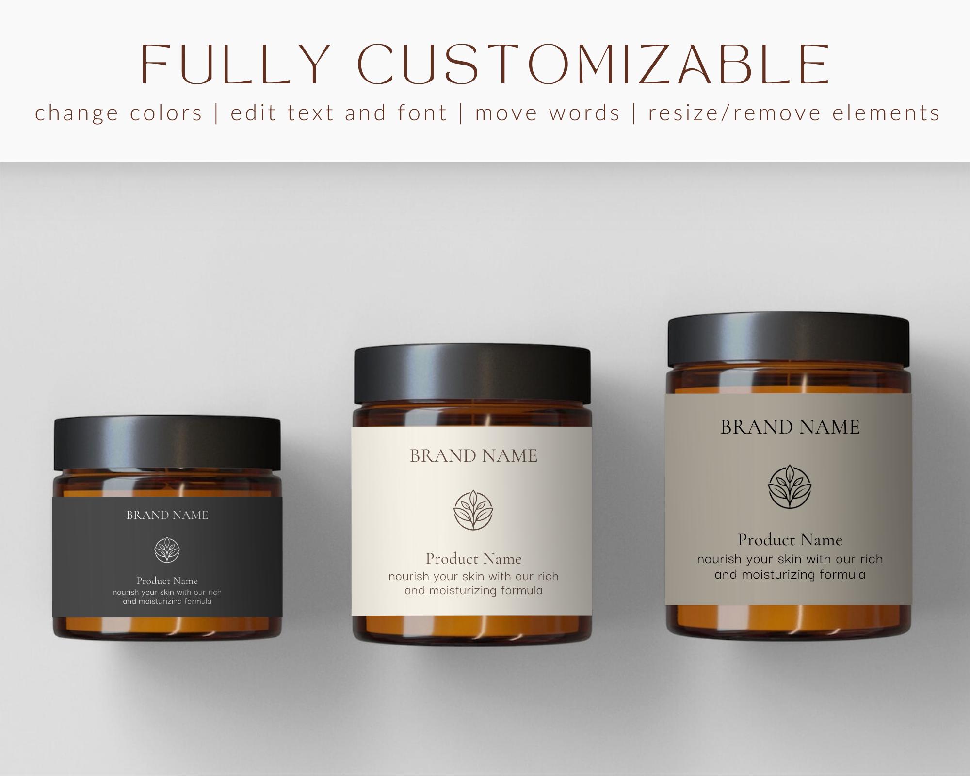 Custom Cosmetic Jar Label Template, Editable Product Label Design, DIY ...