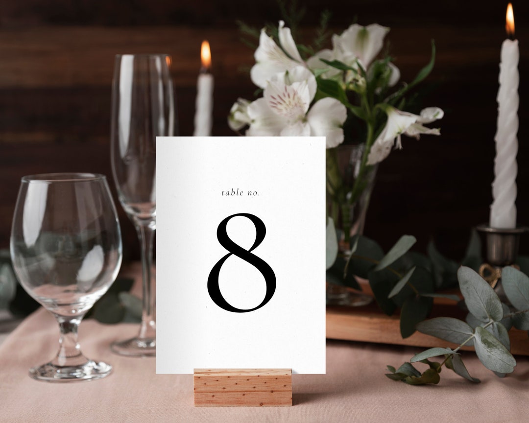 Minimalist Wedding Table Number Template, Printable Wedding Reception ...